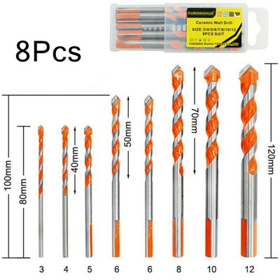 8 Pcs Triangle Brill Bits Multifunctional TOriangle Drill Bi