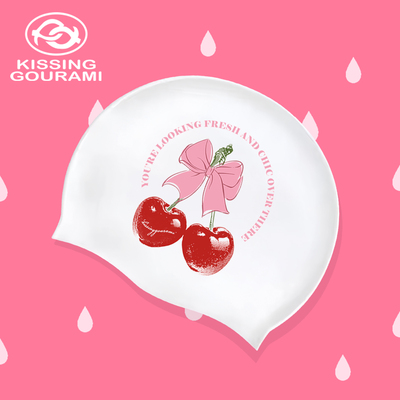 樱桃硅胶防水不勒头加大泳帽