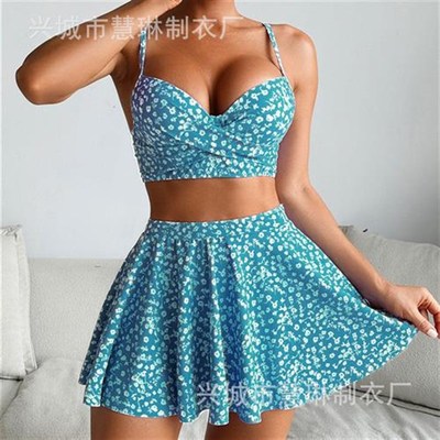 skirt pleated mini waist higBh skirt print floral elastic