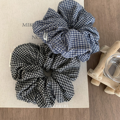 东大门~森系格纹肠圈高级感ins新