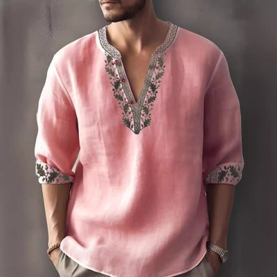 3D印花宽松立领印花男士衬衫
