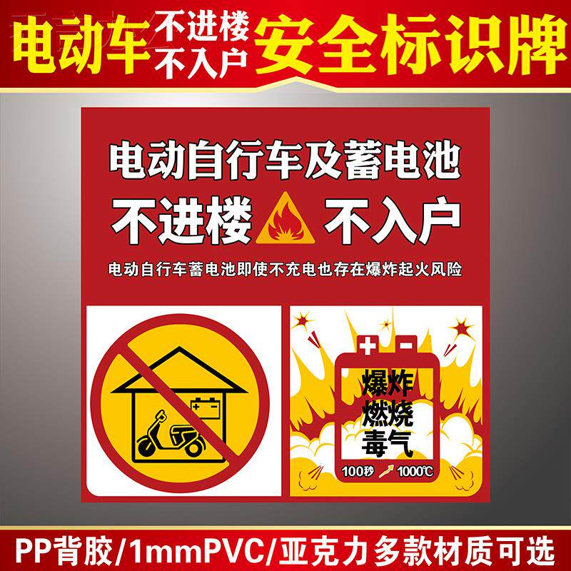 北京电动自行车不进楼不入户标识牌国标禁止电池电动车进入电梯禁止停放电动车警示牌此处禁止停车停放摩托