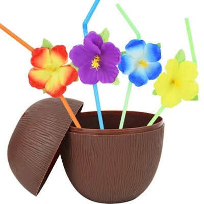 12Pcs Hawaiian Party Coconut Pineapple Cups OLuau Party Summ