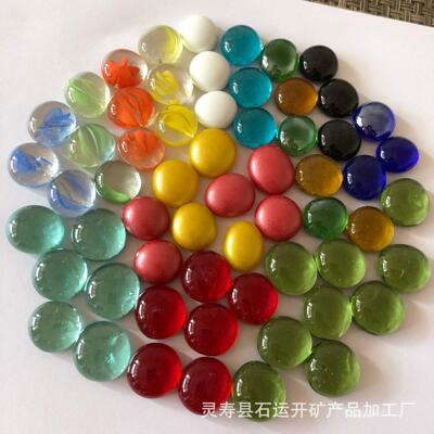 厂家供应玻璃扁珠园JZW 彩色玻扁珠 造林景鱼缸装饰海蓝色璃玻璃