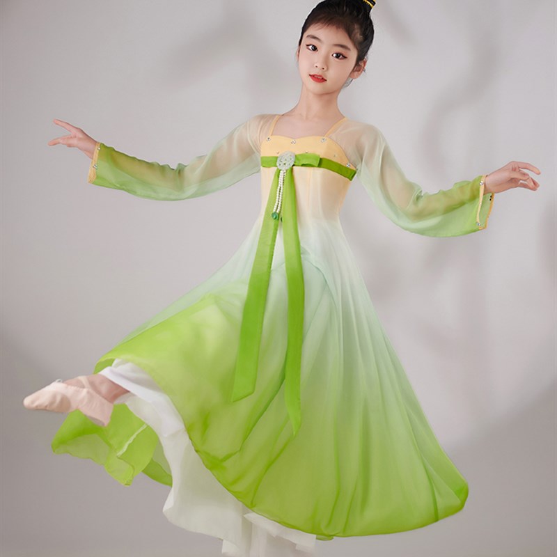 新品儿童古典舞演出服装飘逸少儿C玉灵儿舞蹈服中国风女童古风唐