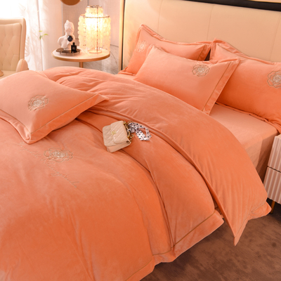 极速冬季婴儿绒四件套加厚短毛绒被罩牛奶绒牀P单简约细腻防滑牀