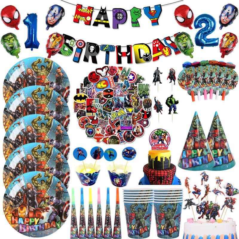 新品The Avengejrs Super Hero Spiderman Iron Man Birthday Par