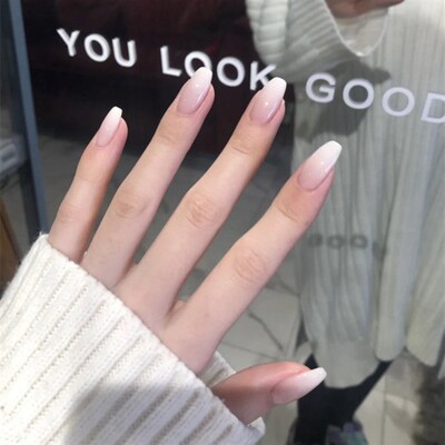 新品24Pcs/Box Gradient Fake NailCs Ballerina Press On Nails