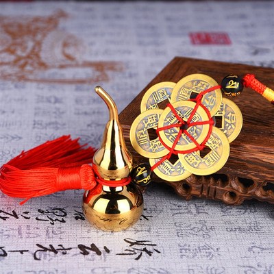 极速2024年五黄二黑六顺帝铜铃铛八顺帝L铜葫芦六帝八帝铜钱风铃