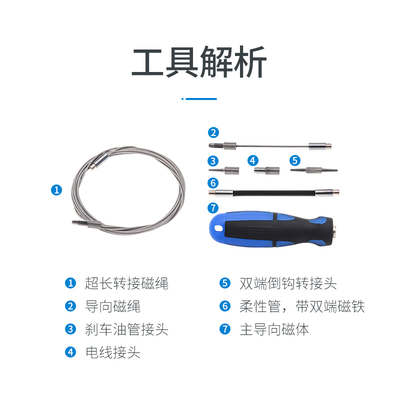 极速Genier自行车内走u线工具碳纤维铝合金车架油管磁铁引线穿线