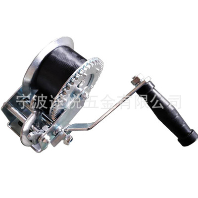 厂家供应1200LBS手动绞盘带8米黑色织带 1200LBS手摇绞车