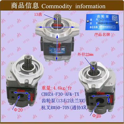 叉车配件液压齿轮泵(13右2法兰）杭叉R#50-70N-CBHZA-F30-AF&