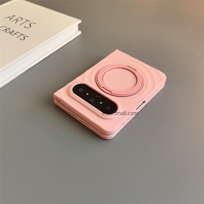 粉色360支架磁吸适用iPhoneduo磨砂华为purax手机壳pocket2硬nova小米mixflip三星zflip7568简约oppofindn3女