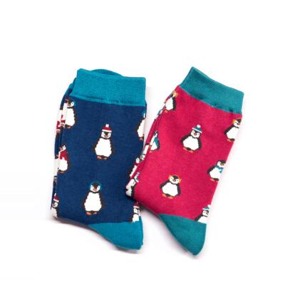 MS竹袜竹纤维抗菌防臭企鹅宝宝过圣诞节Christmas情侣男女袜MR