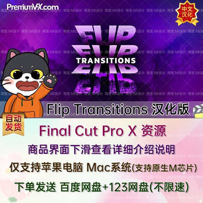 中文汉化-FCPX插件|50组视频翻转特效转场预设 Flip Transitions
