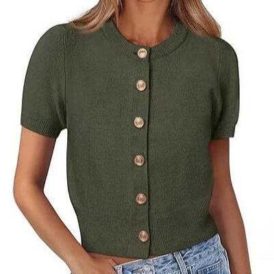 Womens Casual Summer Short Sleeve Cardigans Button Down