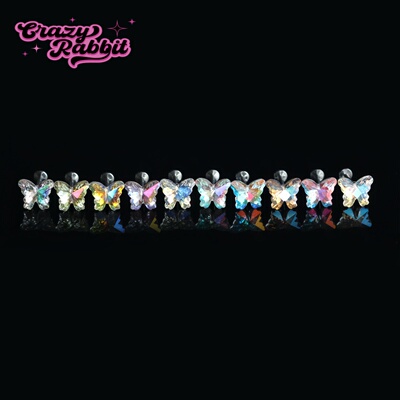 CrazyRabbit极光炫彩蝴蝶耳钉