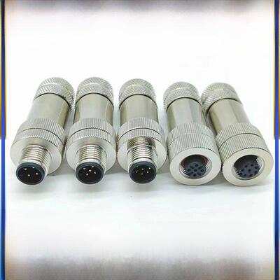 M12以太网连接器profet航空插头4芯5芯8芯12金属屏蔽连接器编码器
