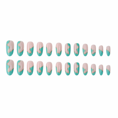 极速24P Removable Balleriuna Press On Nail Art Long Round He