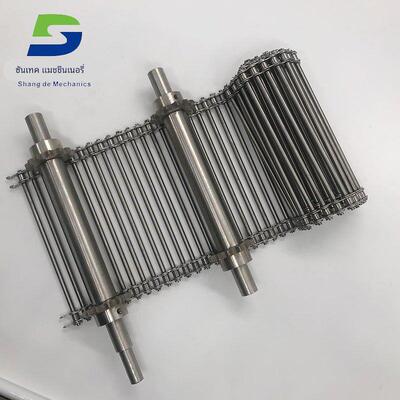 不锈钢炼杆式网带炼条传送带支轴式网炼输送带耐高温穿杆式网带