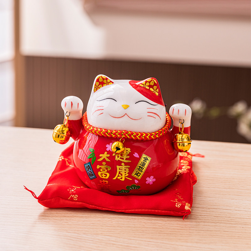 好货招财猫小摆件陶瓷桌面装饰客厅存钱罐发财旺财入户家用旺宅迷