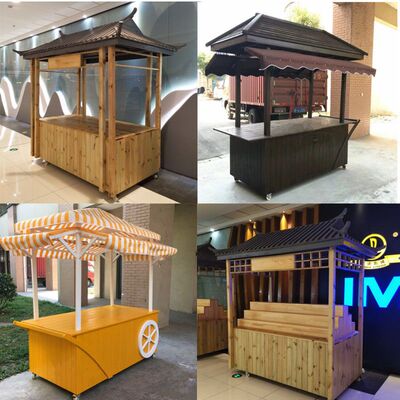 仿古售货车实木推车移动摆地摊位架子带轮小吃车商业街道景观花车