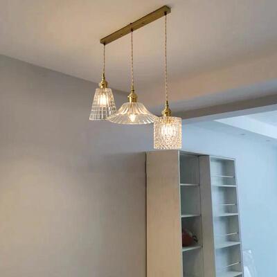 玻餐头厅小吊灯现代简约创意荷叶黄三组合8609-3北欧家用网红璃餐