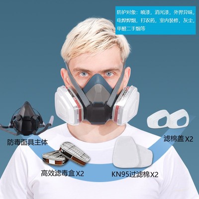 速发5防毒放具全面罩活性炭防尘面毒护面罩喷漆过滤毒气实验室