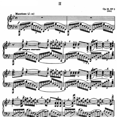 拉赫玛尼诺夫bB大调前奏曲 op23no.2钢琴谱五线谱乐谱曲谱乐曲7页