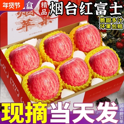 礼盒装正宗烟台红富士苹果山东特产当季新鲜水果栖霞脆甜印字送礼