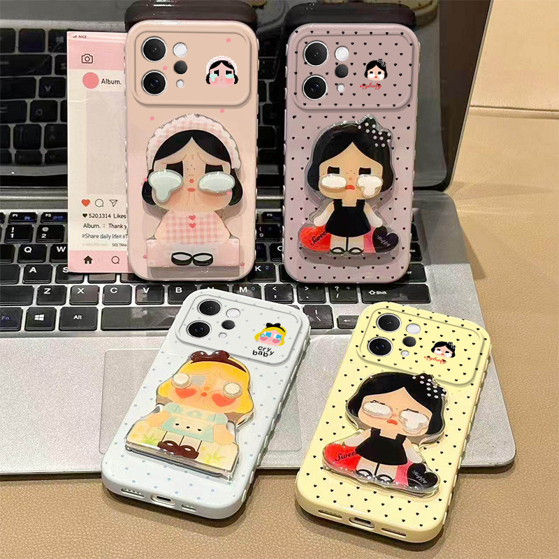 适用vivos30promini爱心哭娃vivoS20手机壳s50全包S19外壳S18E镜头S17T新款16女15防摔保护套支架卡通创意