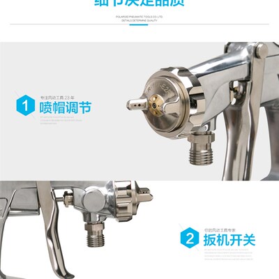 台湾宝丽R101喷枪200汽车钣金家具木器修补面漆油漆喷漆枪压送式