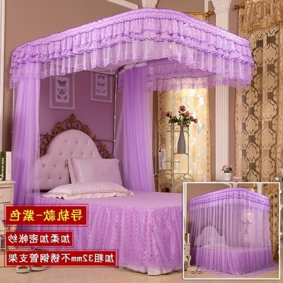 极速女传统新款床帘2017w双人床蚊帐u型防尘导轨寝室韩式网纱伸