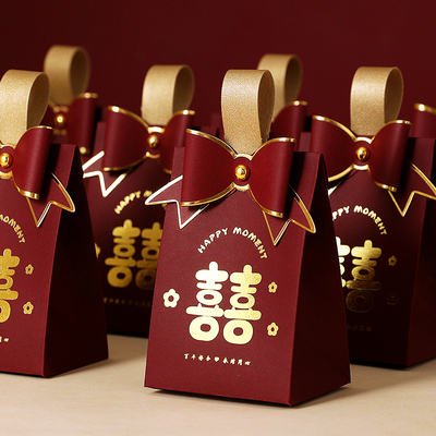 速发2024新礼结盒手提盒子高级感婚礼袋盒包装盒回款婚子