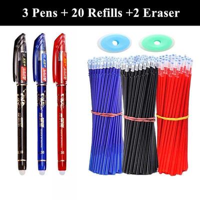 速发3+Erasable+Gel+Pens+20+Pen+Refills+2+Eraser+Reusable+Wri