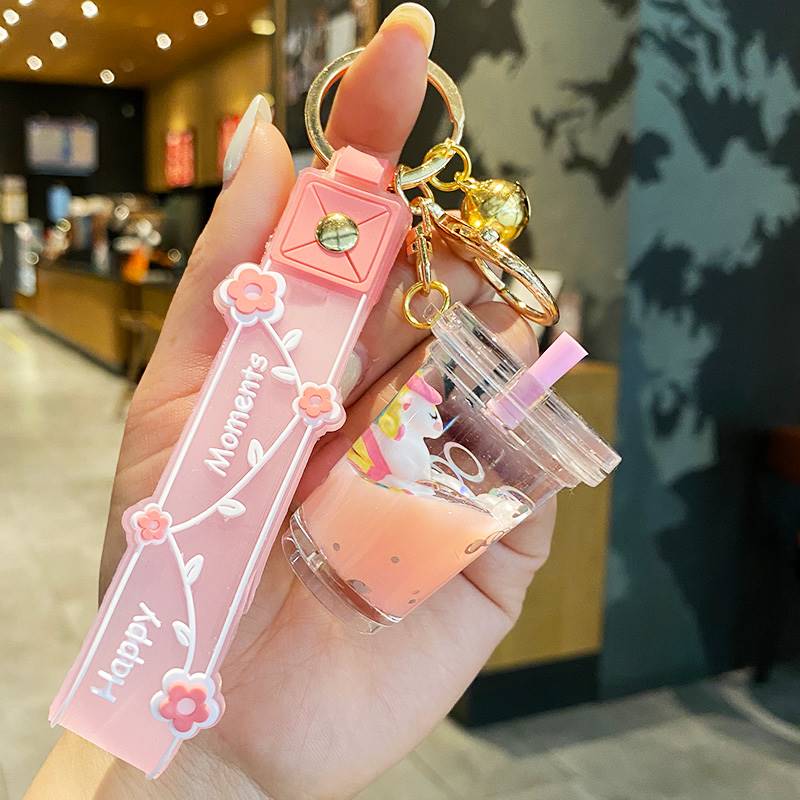 新品漂流独角兽钥匙扣q可爱女生流沙挂件儿童书包挂饰精致情侣小