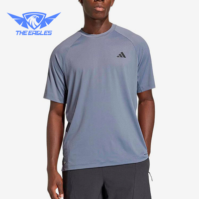Adidas/阿迪达斯正品新款男灰蓝色跑步吸汗经典运动短袖T恤KS5576