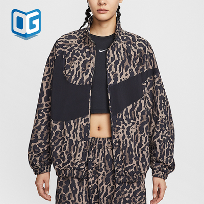Nike/耐克正品Sportswear女士豹纹梭织宽松时尚外套IB7264-010