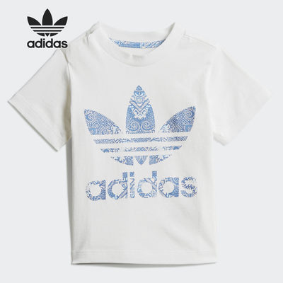 Adidas/阿迪达斯正品三叶草童装印花图案休闲运动短袖T恤DV2328