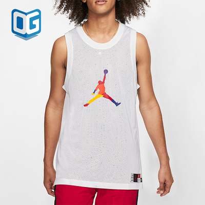 Nike/耐克正品JORDAN男士透气网眼篮球运动球衣AV0047-100