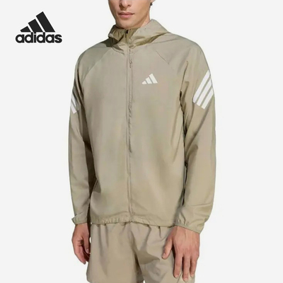 Adidas/阿迪达斯正品S新款男卡其白色运动经典休闲连帽夹克KQ8062