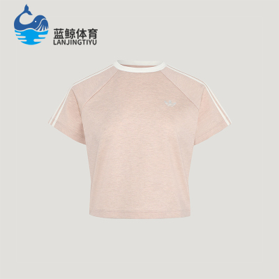 Adidas/阿迪达斯正品三叶草女士针织短款时尚修身日常T恤KY8480