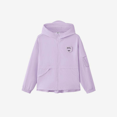 Skechers/斯凯奇正品春秋款女童拉链简约梭织连帽外套L225G003