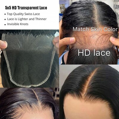 新品Invisible Real HD Lace Closure 5x5 Lace OClosure Pre-plu
