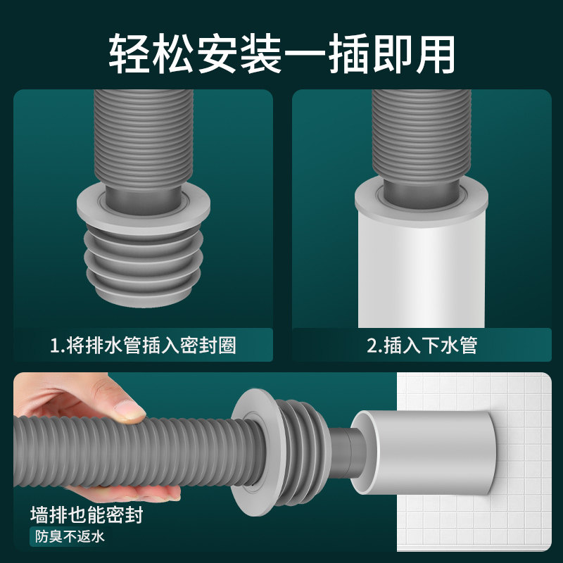 新品下水道防臭h密封圈下水管防返臭神器堵口器厨房洗衣机排水管
