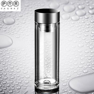 极速HBZ新款商务双层隔热玻璃杯定制F 创意泡茶杯高硼硅耐热水杯