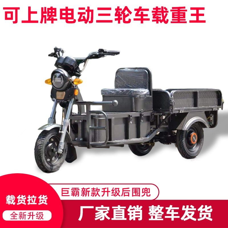 新品新款电动三轮车载重王t巨霸电瓶车成人72V载货拉货外卖长跑王