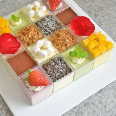 极速10pc Transparent Platstic Mousse Cup Dessert Cup Square