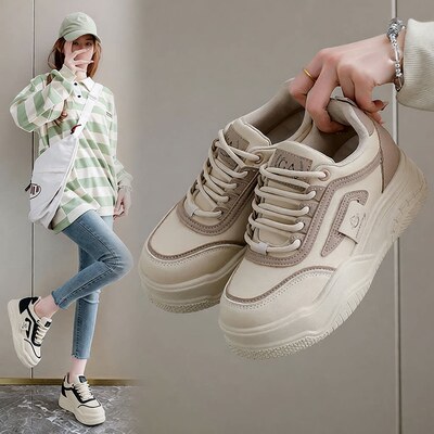 内增高春季小白鞋新款韩版ins女学生厚底增高运动板鞋休闲Q02