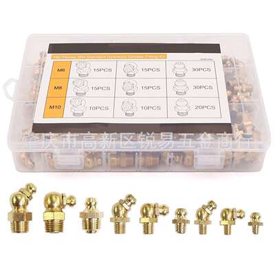 160pcs盒装M6M8M10铜油嘴grease铜黄油嘴车用接头配件
